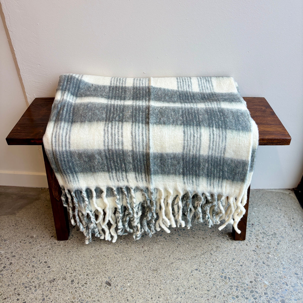 Bliss Wool/Mohair Throw - White/Dark Grey Check – Java Furniture