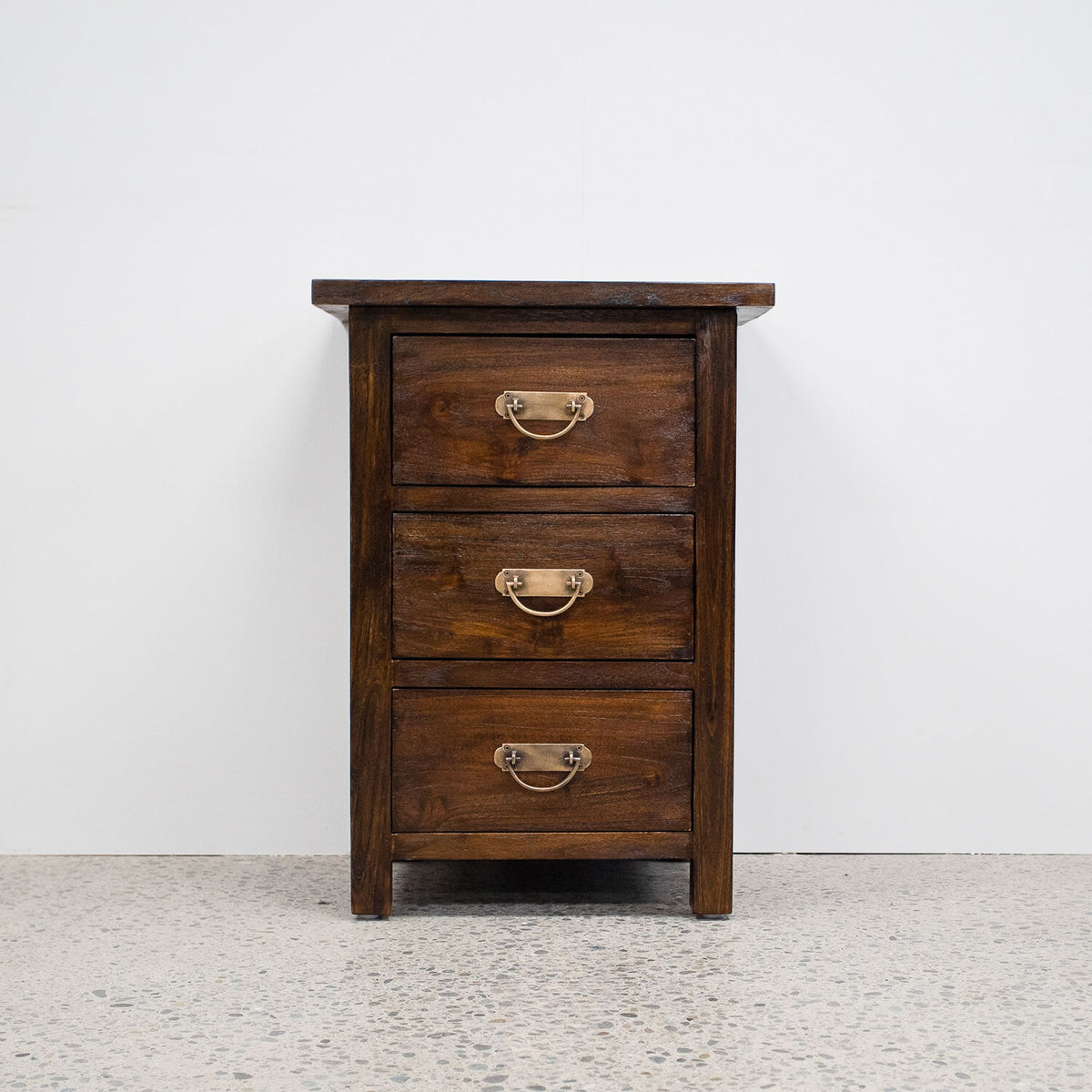 Bedside Cabinet 3 Drawer - Rustic Teak | JAVA – Java Furniture