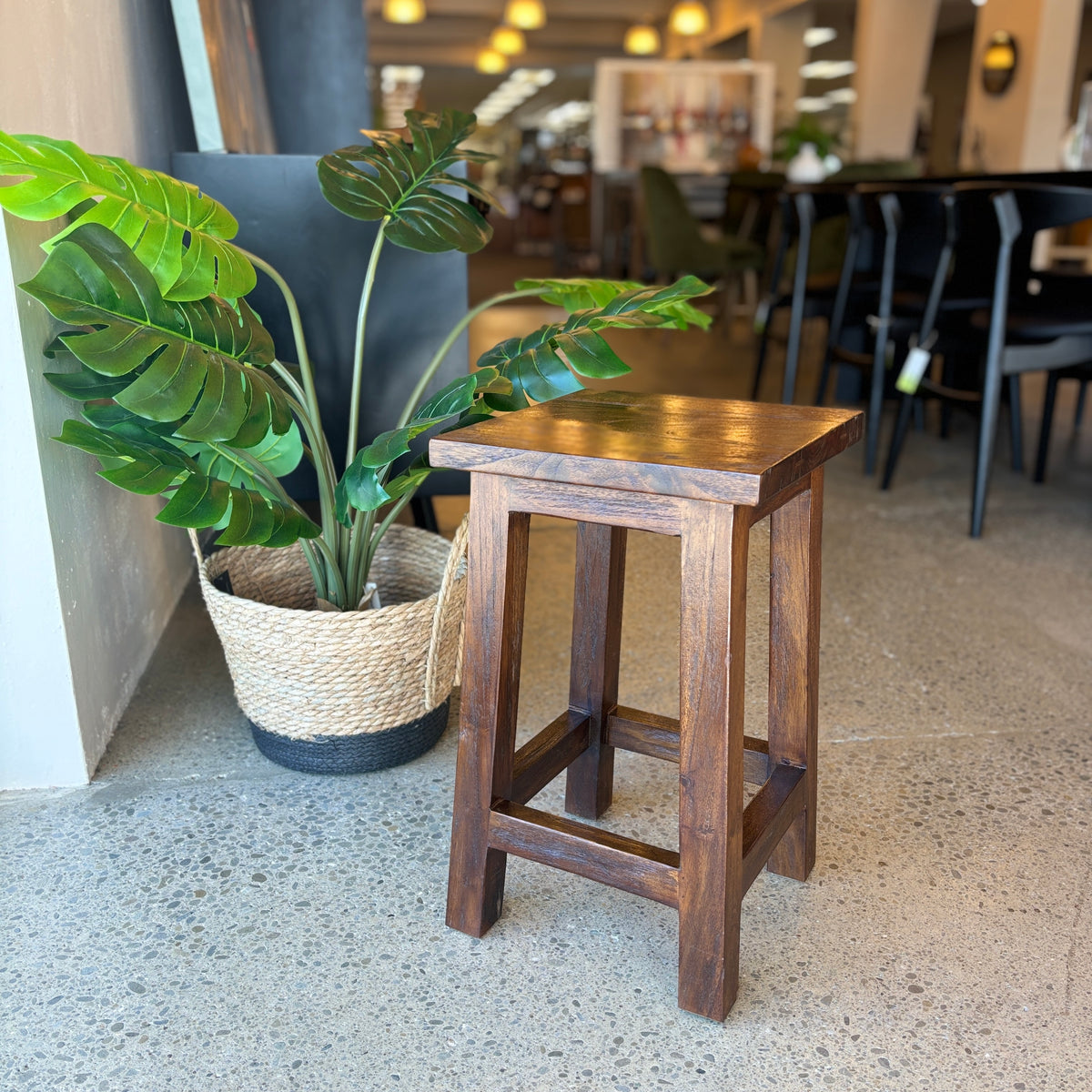 Square Top Stool - Rustic Teak | JAVA – Java Furniture